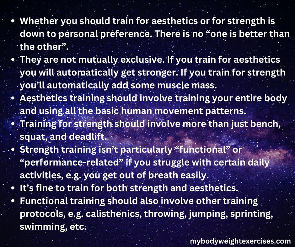 Should I Train For Aesthetics or Strength? - My Bodyweight Exercises
